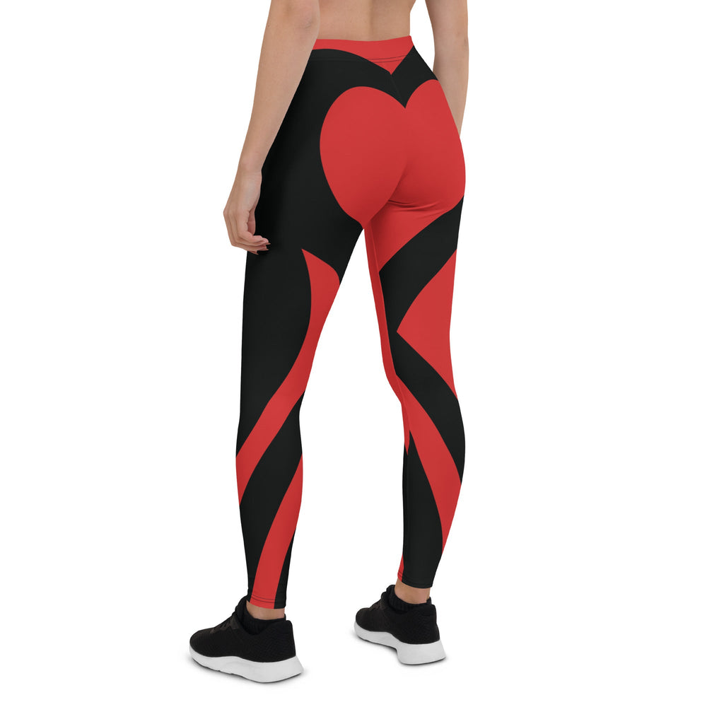 Black Red Heart Shaped Leggings