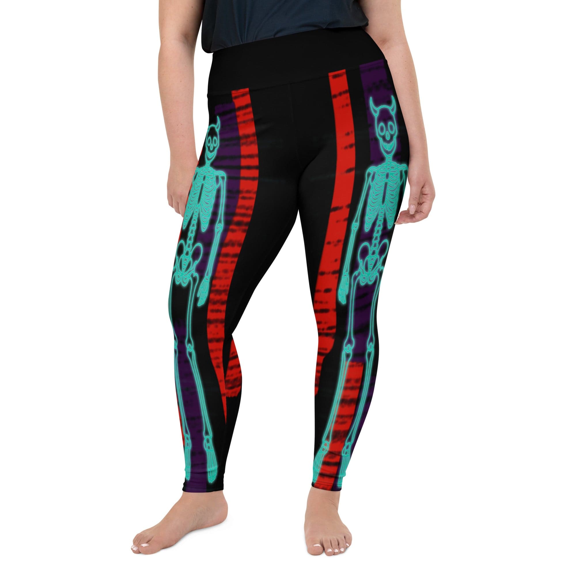 Devilish Halloween Skeletons Plus Size Leggings