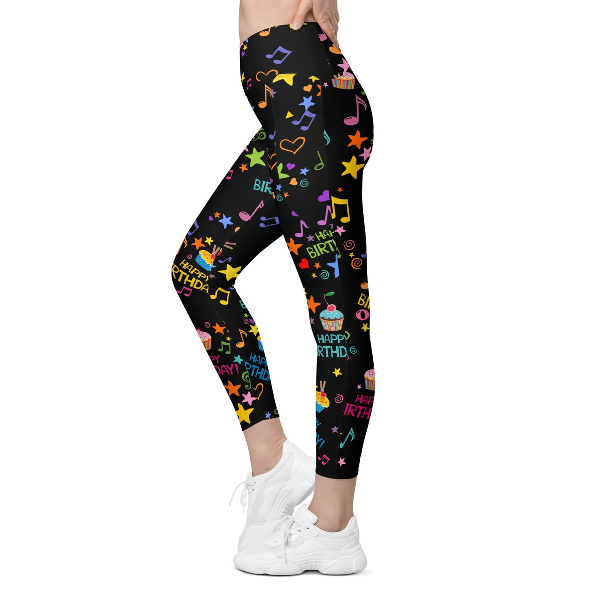 Happy Birthday Crossover Leggings With Pockets | FIERCEPULSE