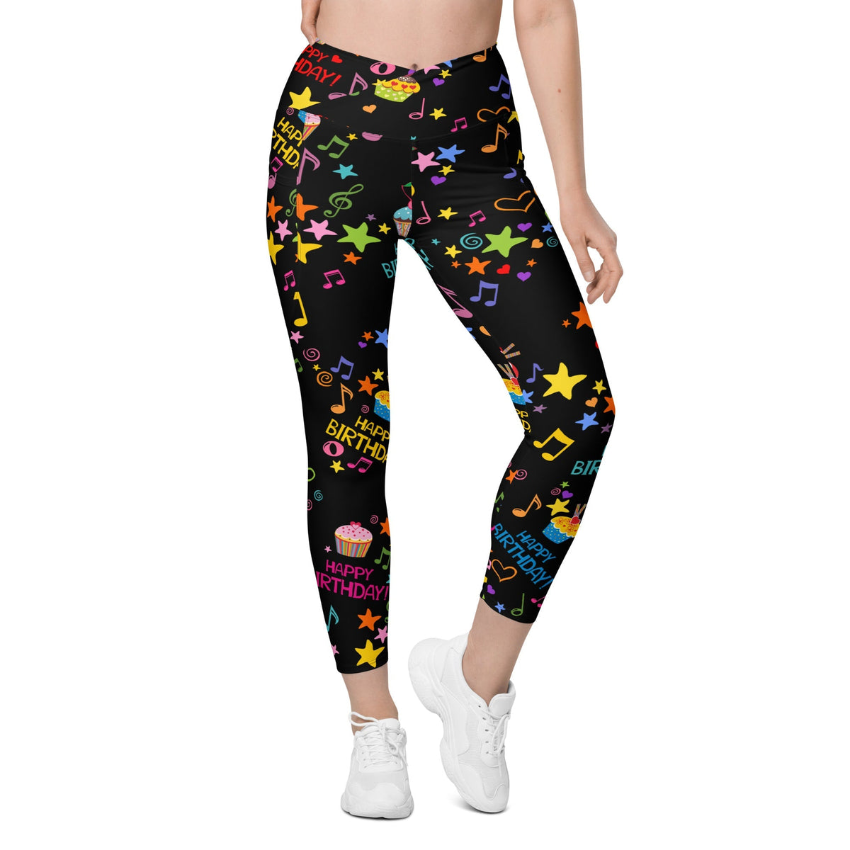Happy Birthday Crossover Leggings With Pockets | FIERCEPULSE