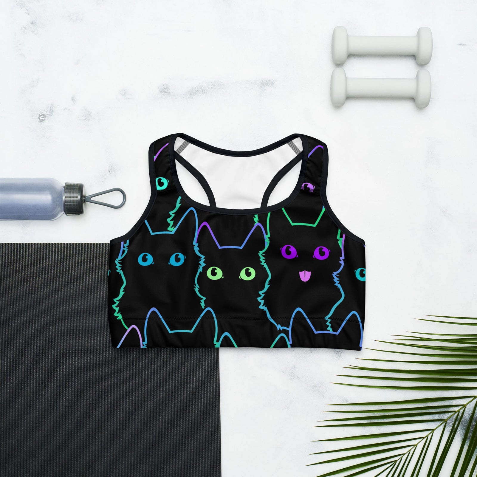 Mystic Halloween Cats Sports Bra
