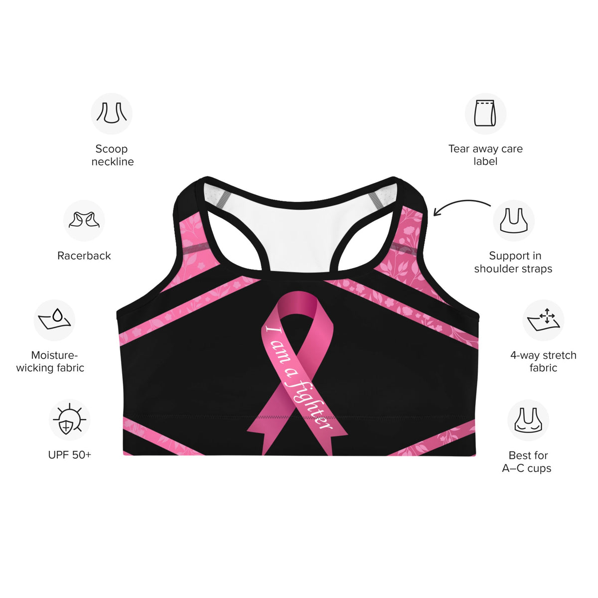 Pink Ribbon Warrior Sports Bra | FIERCEPULSE