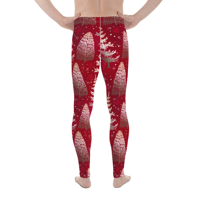 Printed Silver Effect Noel Pines Men's Leggings