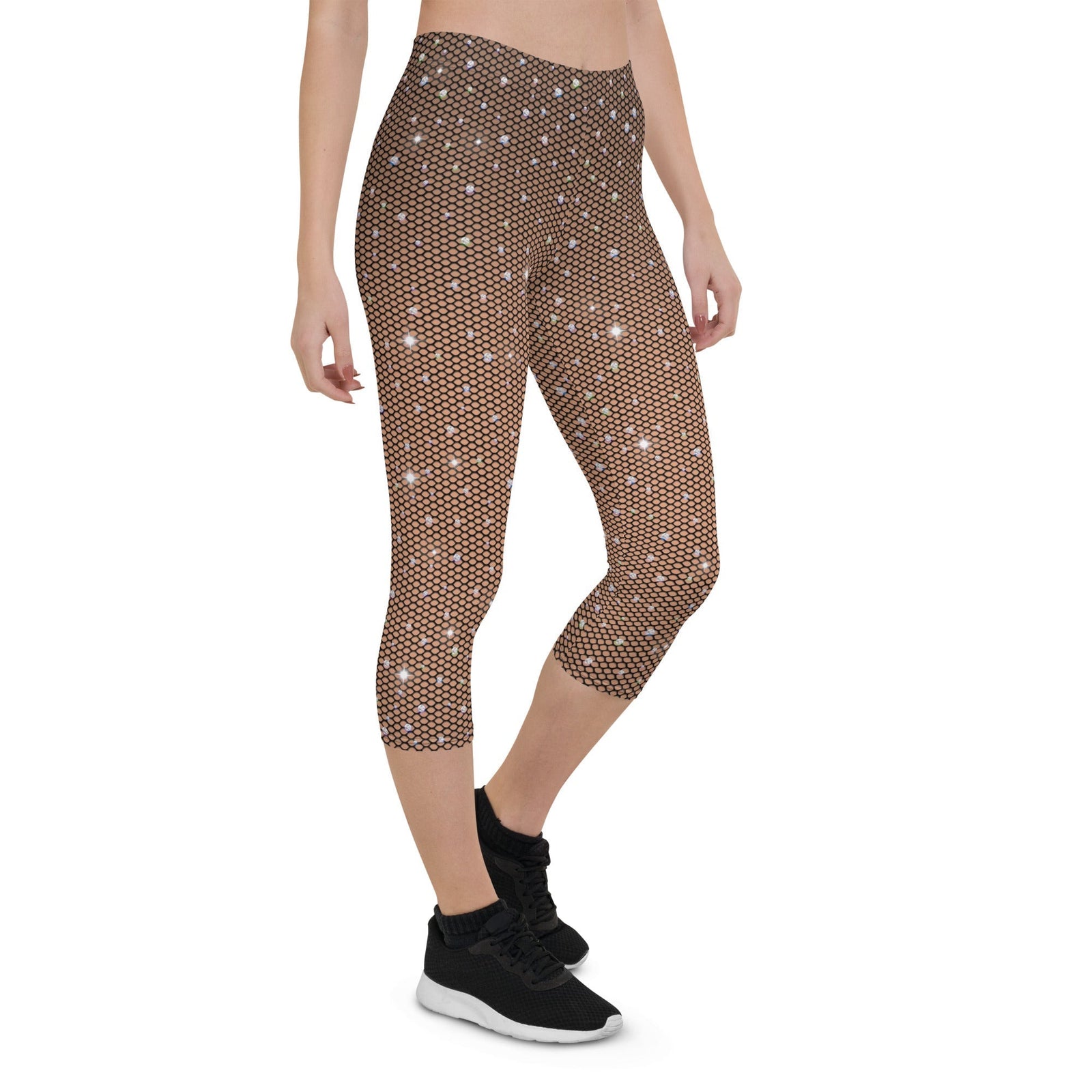 Sparkle Fishnet Print Capris