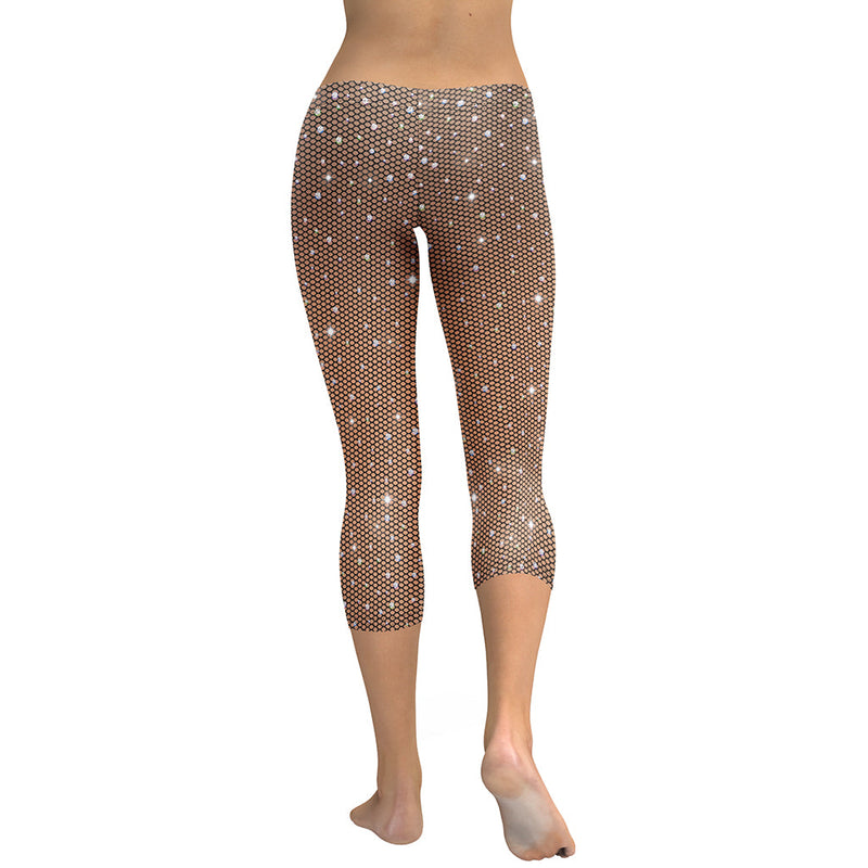 Printed Sparkle Fishnet Effect Capris