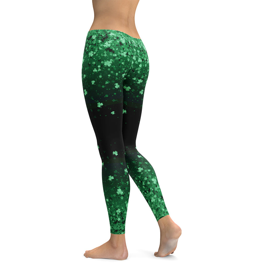 St. Patrick's Day Glitter Print Leggings
