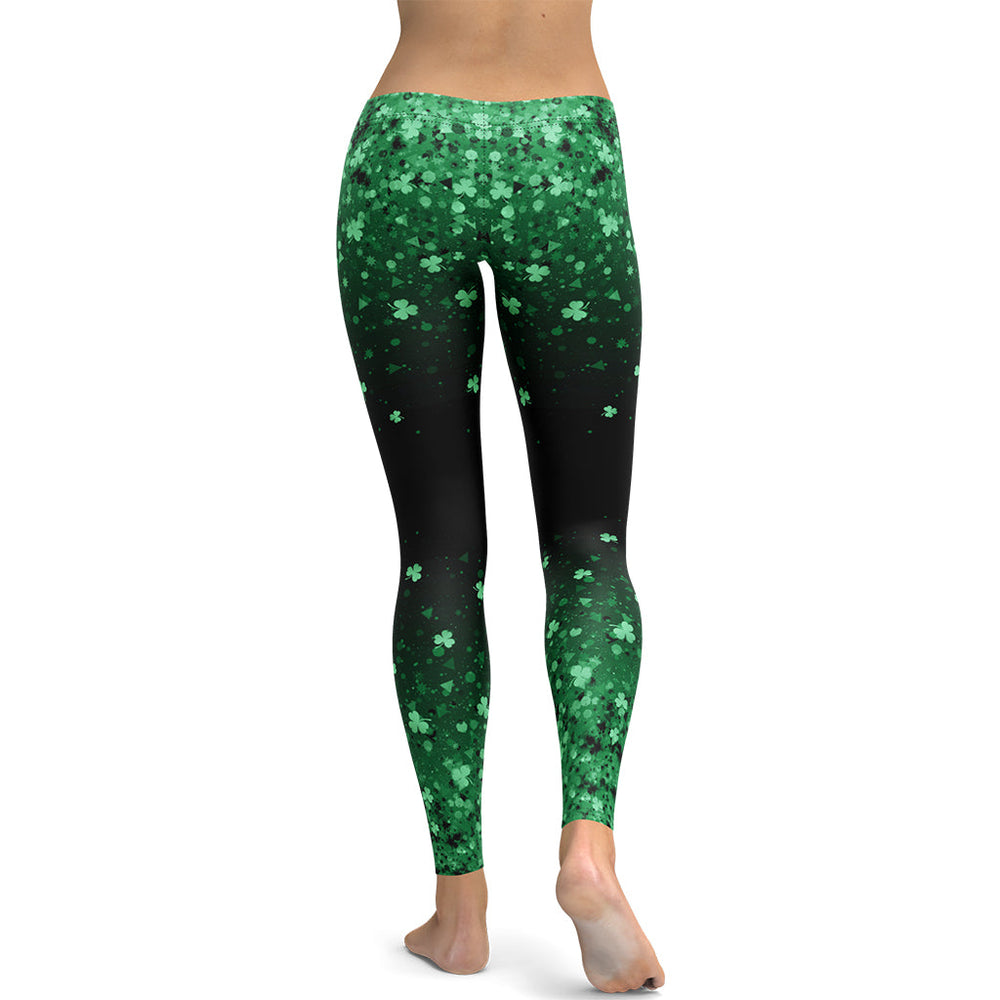 St. Patrick's Day Glitter Print Leggings