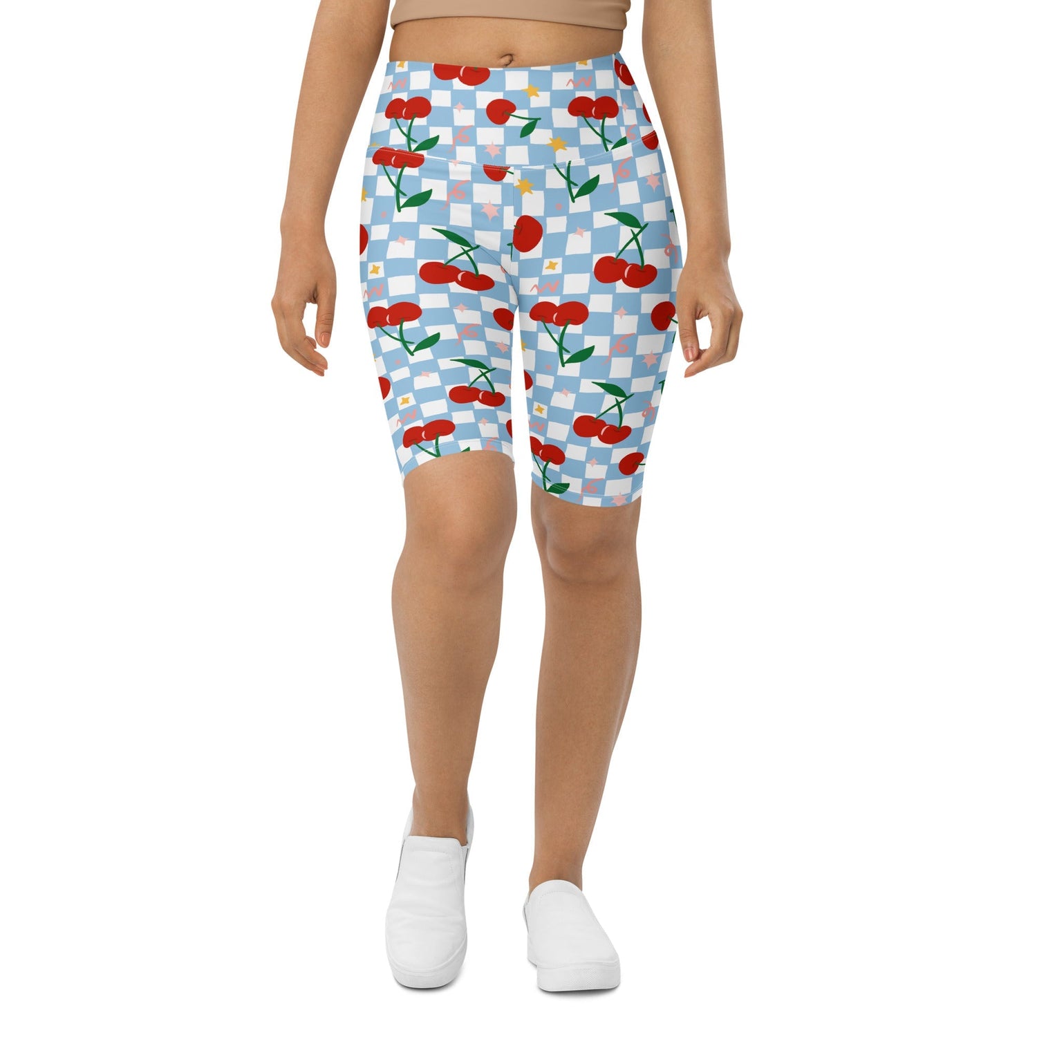 Vintage Cherry Checkered Biker Shorts