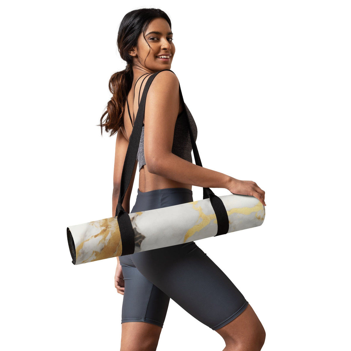 White & Gold Marble Yoga Mat | FIERCEPULSE
