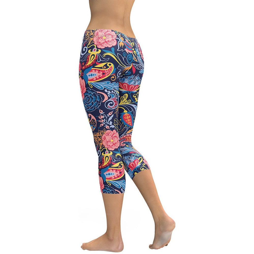 Art Deco Floral Capris