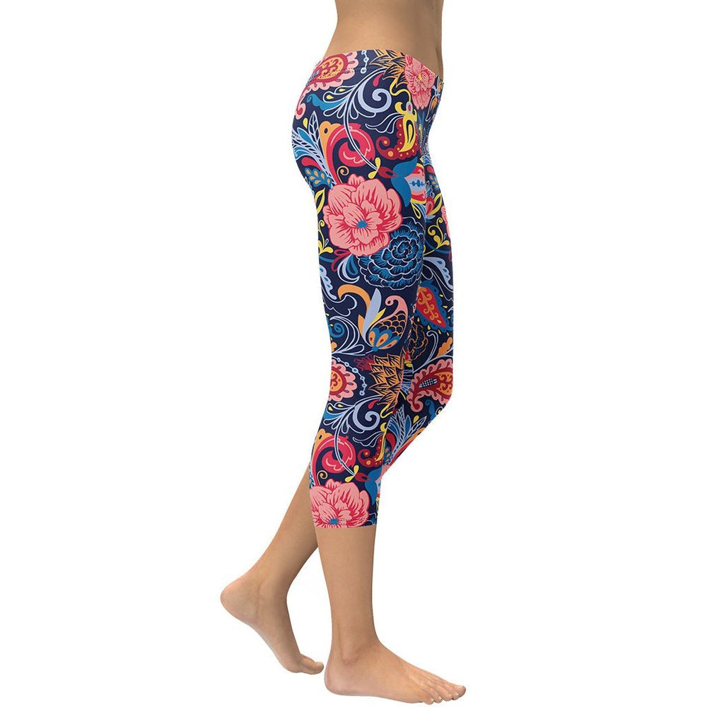 Art Deco Floral Capris