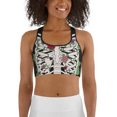 Blooming Skeleton Sports Bra: Women's Halloween Outfits | FIERCEPULSE