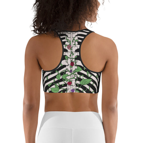 Blooming Skeleton Sports Bra: Women's Halloween Outfits | FIERCEPULSE