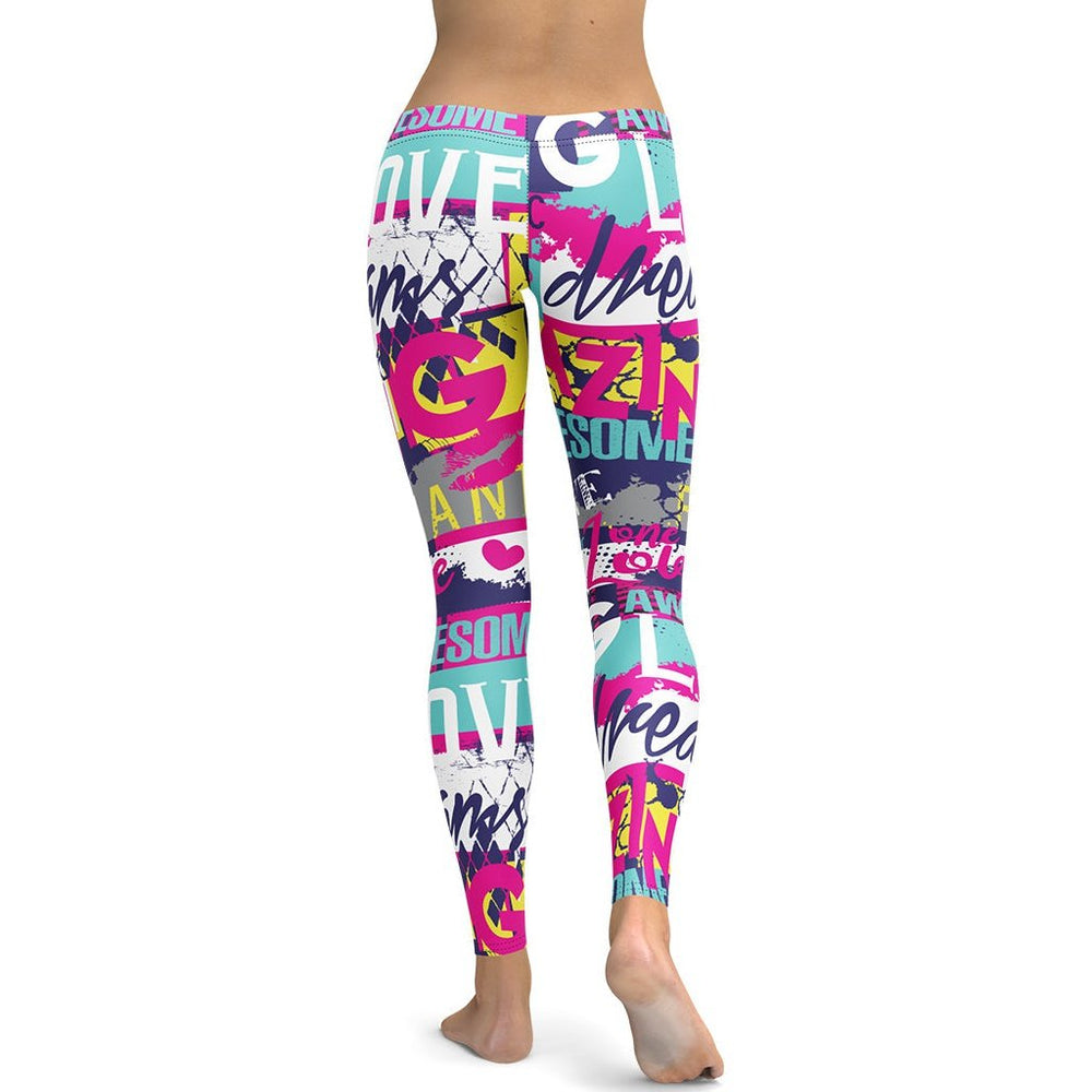 Trendy & Colorful Cool Slogan Print Leggings | FIERCEPULSE