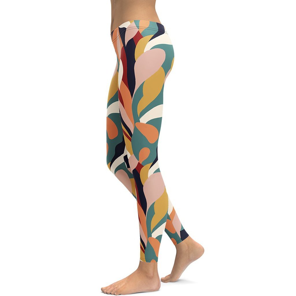 Modern Floral Abstract Print Leggings | FIERCEPULSE