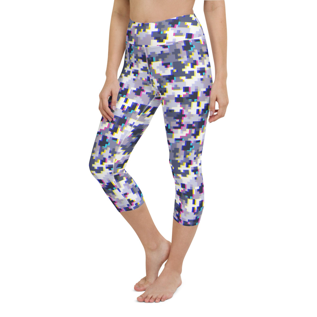 Glitchy Camo Yoga Capris | FIERCEPULSE