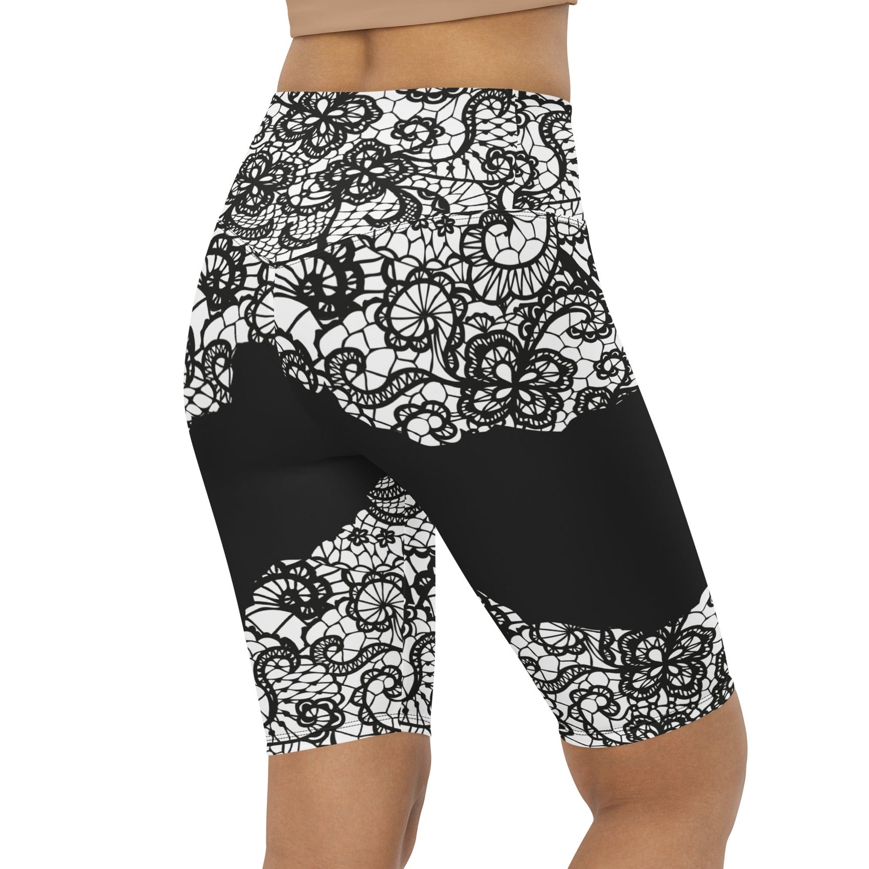 Lace Cut Out Biker Shorts