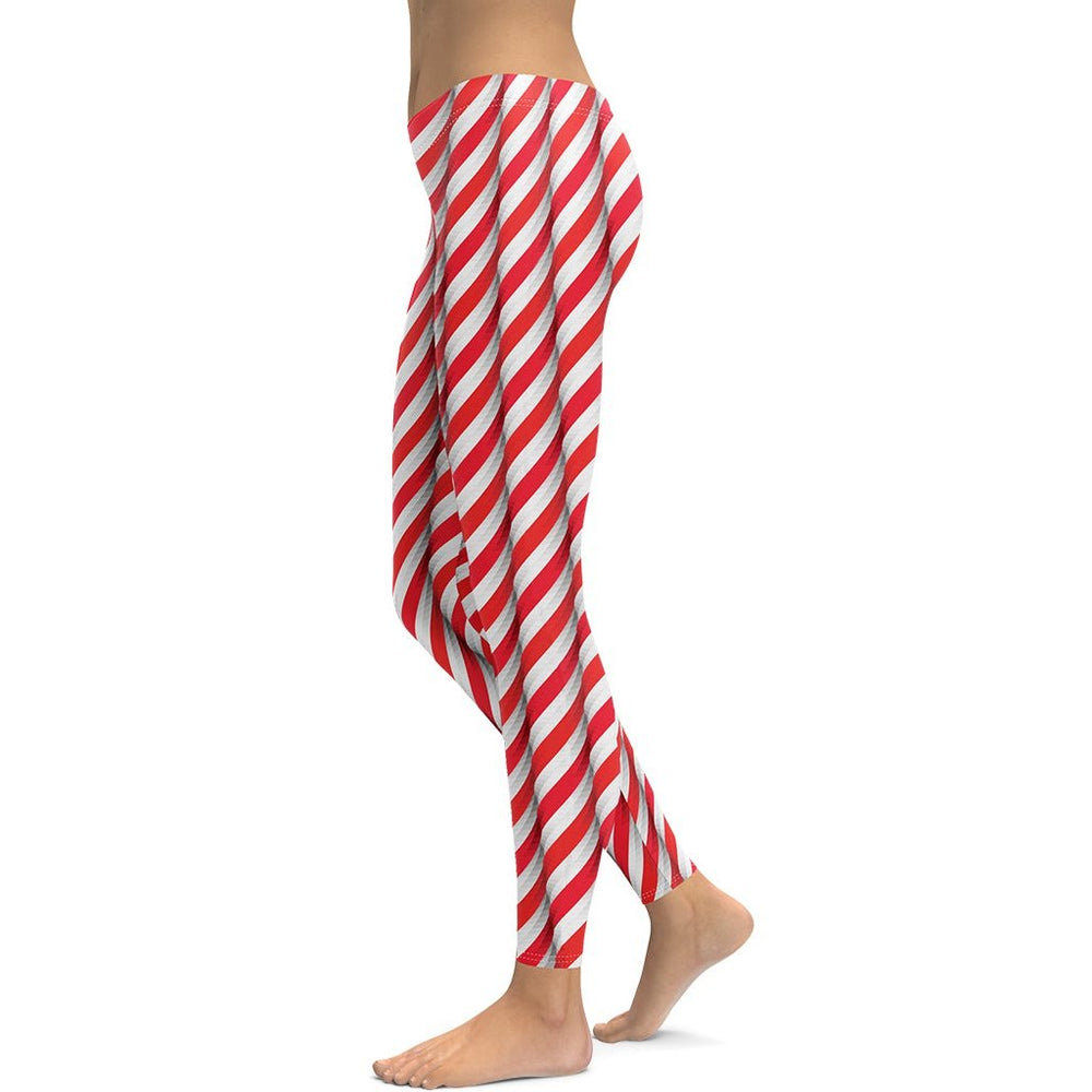 Sweet Style: Candy Cane Leggings for Women | FIERCEPULSE